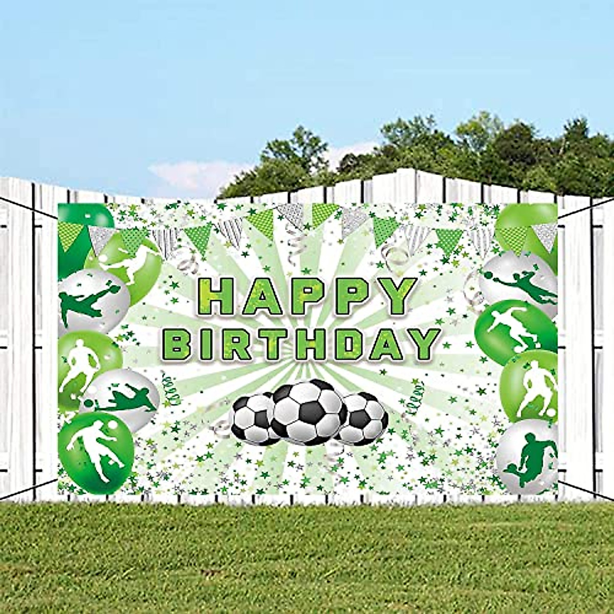 Soccer Themed Birthday Party Decoration Soccer Happy Birthday Backdrop Photo Background Banner Poster for Soccer Party Decorations Party Supplies 70.8 x 47.2 Inch