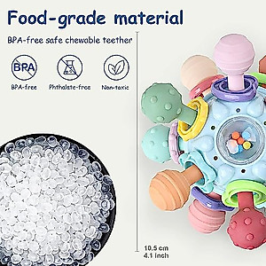 Baby Sensory Montessori Toy - Infant Teething Relief - Teethers for Newborn - Developmental Rattles Chew Toys Gifts for 0 3 6 9 12 18 Months Girl Boy -Toddler Travel Toy for 1 2 One Year Old