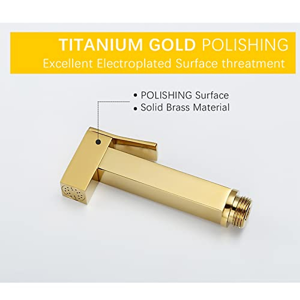 MINJING Handheld Bidet Sprayer, Bathroom Toilet Concealed Single Cold Bidet Spray Set, Square Design Bathroom Bidet Faucet, Solid Brass Shower Douche Kit for Personal Hygiene,Rose Gold