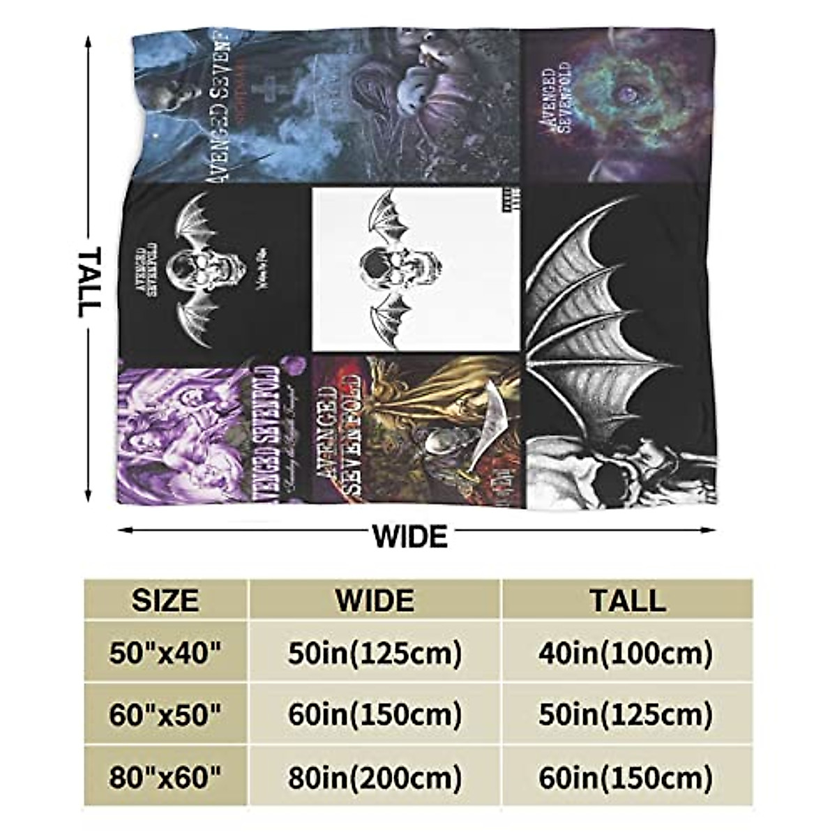 Heavy Metal Avenged Music Sevenfold Blanket Throw, Ultra-Soft Fleece Flannel Blanket Lightweight Throw Blankets for Couch Sofa Living Room for Kids Adults 80"X60"