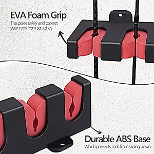 THKFISH Fishing Rod Rack Store 8 Fishing Rod Holders Rod RackWall Mount Horizontal Fishing Pole Holders for Garage Room, Boats Store 8 Fishing Rod Combos,1pair grey