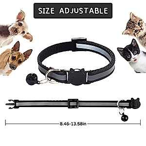 Cat Collars-Reflective Collars for Boy Girl Cat - Breakaway Collar with Bell - Set of 18