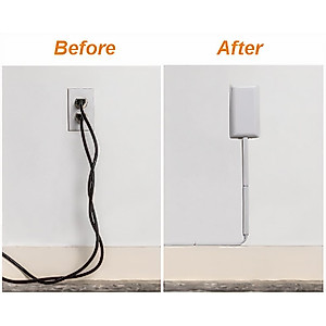 Sleek Socket No Shock Child & Pet Protector Outlet Concealer with Protective Cord Clips, Flat Extension Cord with 3 Outlets Power Strip (Safeguards Toddlers and Pets from Chewing Dangerous Cords)