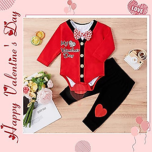 XIFAMNIY baby boy my first valentines day outfit Babies Valentine’s red pants set for Baby boys