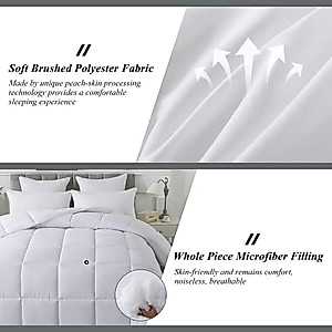 ELNIDO QUEEN Twin Comforter Duvet Insert - White Comforters Twin Size - All Season Fluffy Lightweight Down Alternative Comforter - Bedding Quilted Comforter - Twin Size(64×88 Inch)