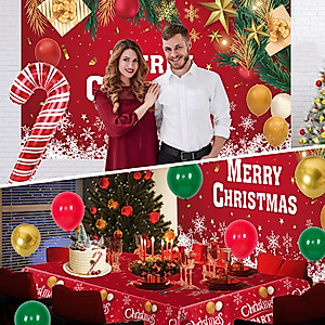 Christmas Decorations, Christmas Party Decorations-Christmas Balloon Arch Garland Kit with Green Red Candy Cane Balloons, Merry Christmas Backdrop Banner Tablecloths for XMAS Decorations Supplies