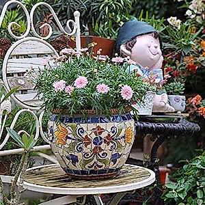 UimimiU European Classical Plant Pot Mosaic Large Flower Pot Hand-Painted Ceramic Container Vase Bonsai Planter Outdoor Garden Villa Corridor Aisle Landscape Decor Home Balcony Terrace