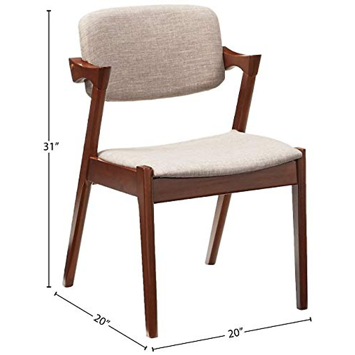 Baxton Studio Gonza Dining Chiars, Light Grey/Walnut Brown