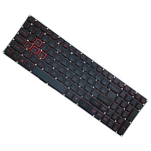 KB US Layout Notebook Keyboard for Acer Nitro 5 AN515 AN515-51 AN515-52 AN515-53 Series Laptop P/N: N17C1 N16C7 Series red Font, with Backlight, Frameless