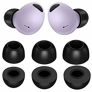 Memory Form Galaxy Buds 2 Pro Ear Tips, S/M/L 3 Size Replacement Reduce Noise Anti-Slip Fit in Case Premium Earbuds Gel Compatible with Beats Studio Buds/Galaxy Buds Pro/Galaxy Buds 2 Pro - Black