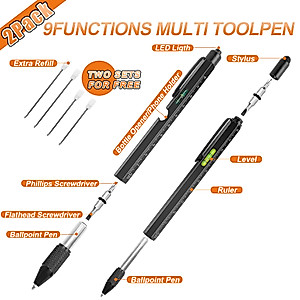 HONREAL Gifts for Men/Dad, Father Day Gifts for Him/Father , 9 in 1 Multitool 2Pcs Pen Set, Gifts for Men Who Have Everything,Cool Gadgets for Men,Birthday gift for Men/Husband/Boyfriend/Grandpa