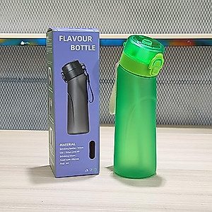 GoldenPlayer Air Water Bottle, With 7 Flavor Pods, BPA-free, 0 Sugar, 0 Calories, 650ML, Scented Water Bottle, Sports Water Bottle, Portable Water Bottle with Straw(New Green)