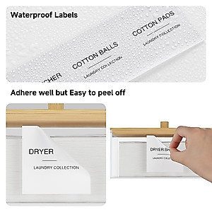 TIPGO Acrylic Dryer Sheet Holder with Lid, Clear Laundry Sheets Container with 27 Labels, Laundry Pods Storage for Laundry Room Organization