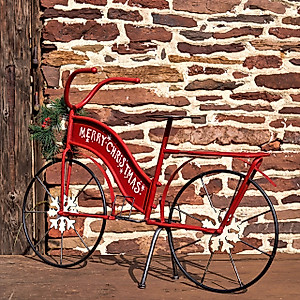 Red Merry Christmas Bicycle Decoration with a Wreath (Large (36" Long))