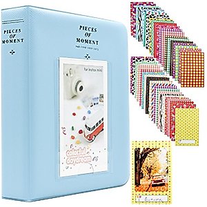Ablus 64 Pockets Mini Photo Album for Fujifilm Instax Mini 7s 8 8+ 9 25 26 50s 70 90 Instant Camera & Name Card (Blue n)