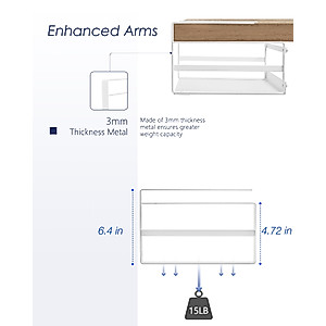 Nxconsu 2Pack Under Shelf Storage Cabinet Hanging Basket Organizer Under Pantry Storage Shelf Rack Holder for Kitchen Cupboard Desk Table Bookshelf Can Bottle Heavy Duty All Metal Slide-in White