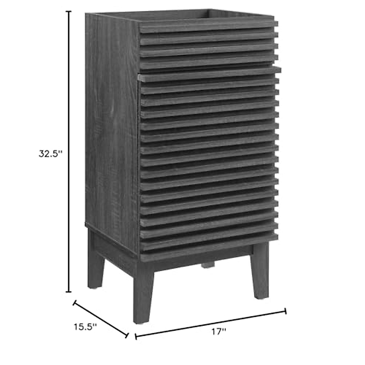 Modway Render 17" Particleboard and Laminate Bathroom Vanity Cabinet in Charcoal