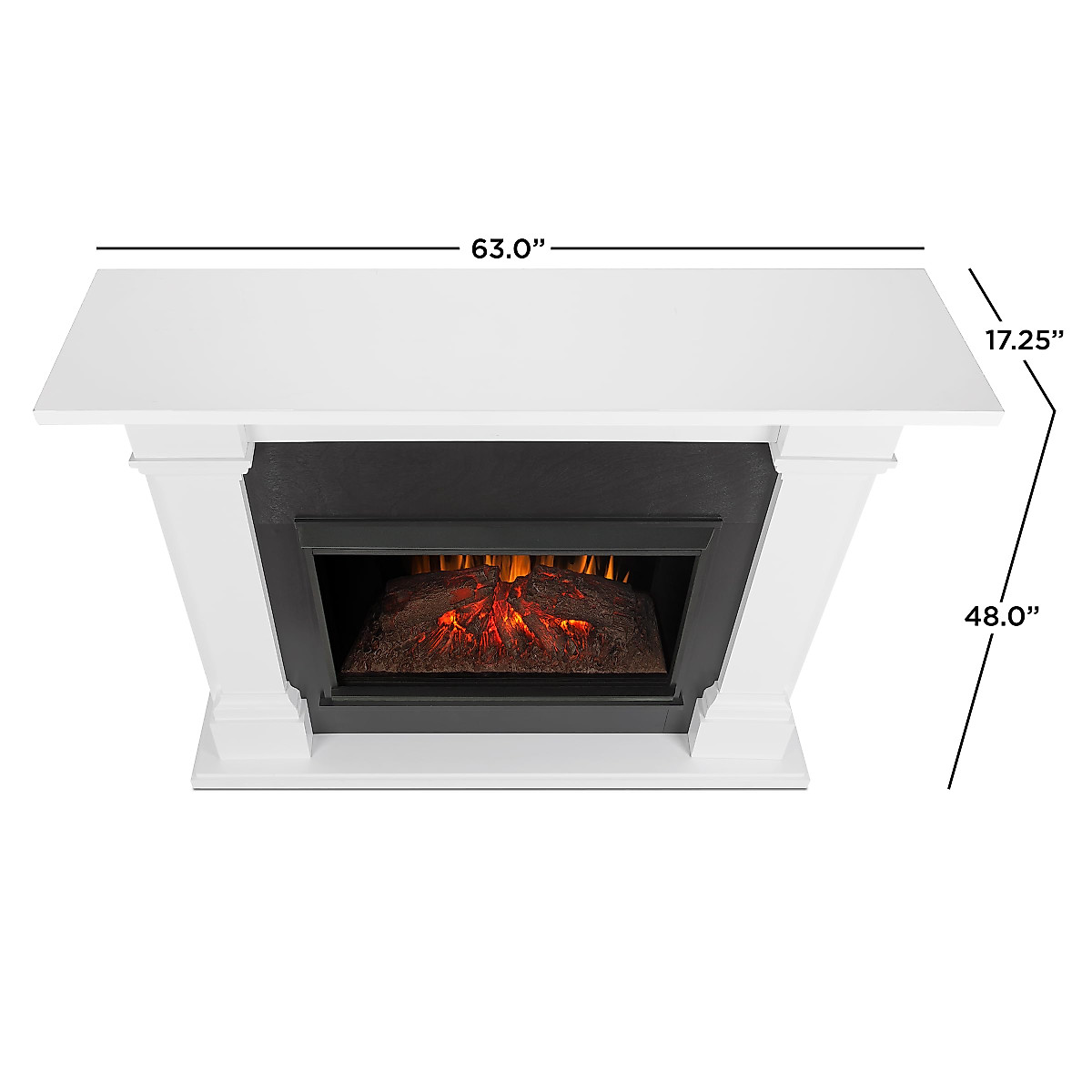 Real Flame Callaway Grand Electric Fireplace, Free-Standing with Mantel & Real Wood Finish