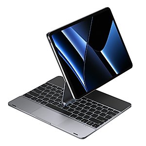 doqo Keyboard case for iPad Air 13 (M2) 2024 and iPad Pro 12.9(6th,5th,4th,3rd Gen), 360° Rotatable Magnetic Keyboard Cover with Multi-Trackpad,Aluminum Alloy Backlit Slim