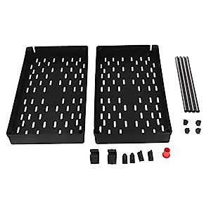 Jopwkuin 2 Tier Storage Shelf, Rustproof Floor Organizer Rack 4 Metal Support Tubes Stable with 2Pcs Grid Baskets for Office for Dormitory