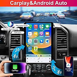 Qualcomm Android 11 Car Radio for Ford F150 F-150 2015-2021 Lobo Wolf Stereo Replacement Head Unit 14.4 Inch IPS Tesla Style Carplay Android Auto Navigation Multimedia Play SYNC3 AUTO AC