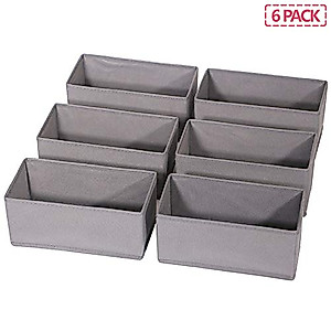 DIOMMELL 6 Pack Foldable Cloth Storage Box Closet Dresser Drawer Organizer Fabric Baskets Bins Containers Divider for Clothes Underwear Bras Socks Lingerie Clothing, M Grey 060