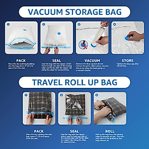 12 Jumbo Compression Storage Bags, Vacuum Seal Bags with Hand Pump for Blankets, Comforters, Bedding, Pillows and Clothes Storage