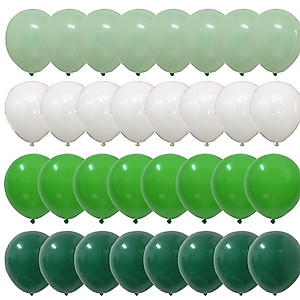 Light Dark Green and White Balloons -Pastel Emerald Green White Balloons 12inch for Birthday Baby Shower Wedding Graduation Anniversary Party Decorations