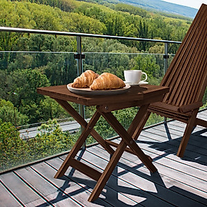 Melino Wooden Folding Table, Acacia Wooden Small Table for Indoor and Outdoor uses, Weather Resistant and Fully Assembled (Chestnut)