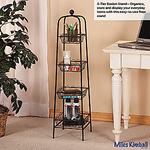 Fox Valley Traders 4-Tier Metal Basket Stand for Storage and Organization, One Size Fits All