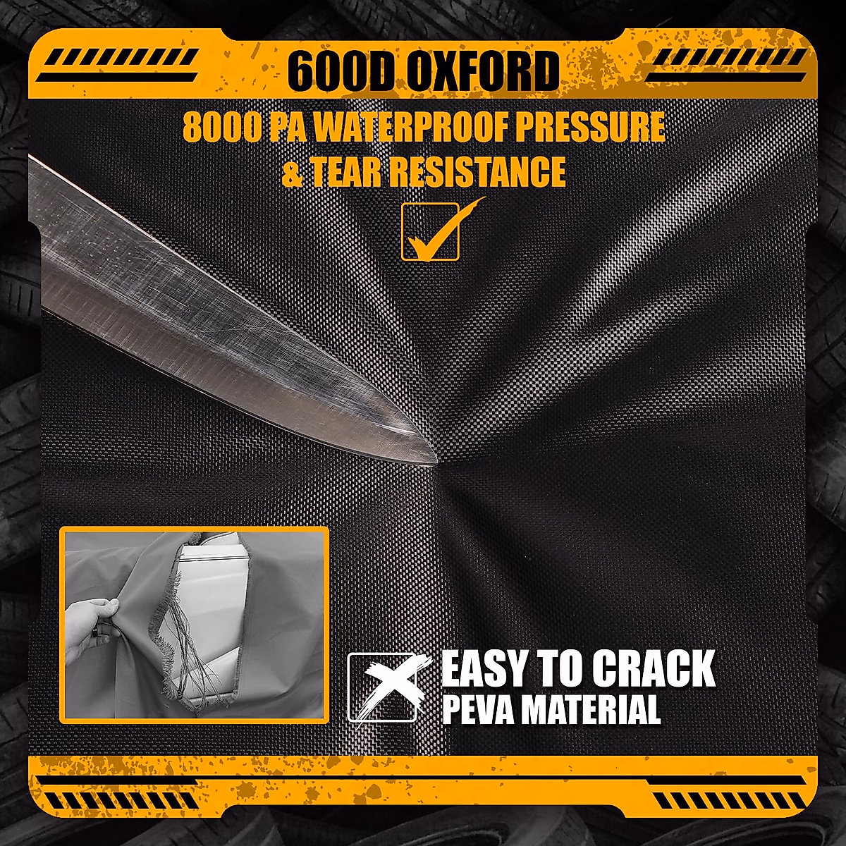 TMS 19 Ft Boat Cover with 96 Inch Beam Width for Bass Boat, Jon Boat, V-Hull Boat, Tri-Hull Boat, Fishing Runabouts, 8000 Pa Full Boat Hull Protection (Black)