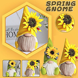 GDYYEZI Sunflower Garden Gnome, Sunflower Spring Gnome Mantel Display,Handmade Gnome Faceless Plush Doll, Farmhouse Tiered Tray Rustic Sca