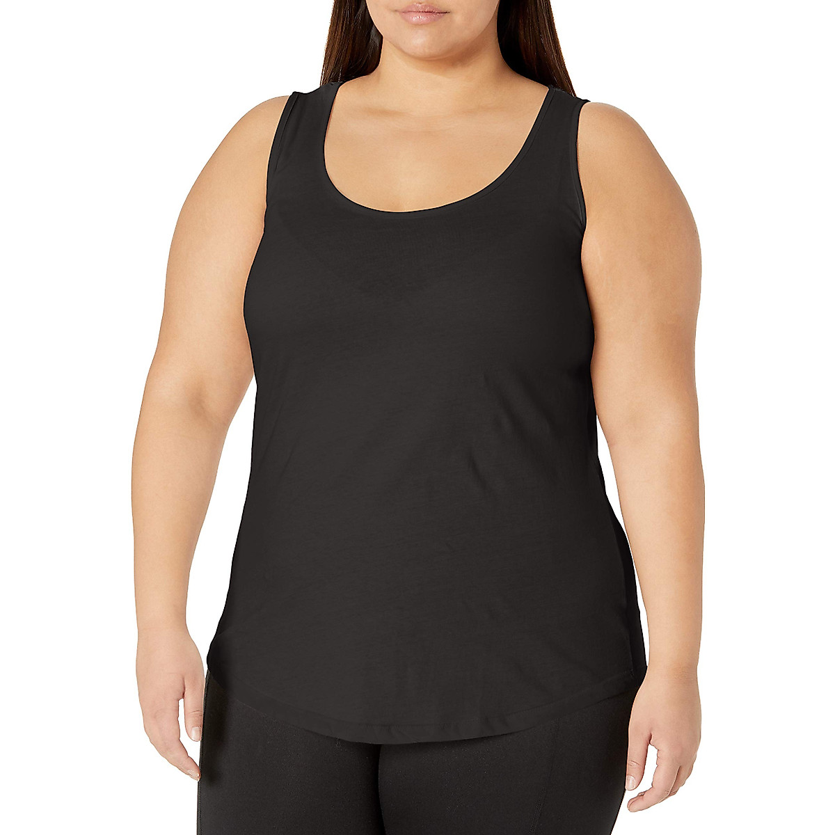 JUST MY SIZE womens Shirt-tail tank top and cami shirts, Black, 2X US