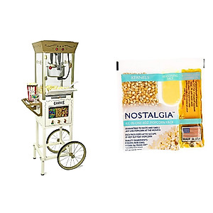 Nostalgia Popcorn Maker Machine - Ivory & KPP424 Best Tasting Premium 4-Ounce Popcorn, Oil & Seasoning Salt All-In-One Packs - 4 Ounce (Pack of 24)
