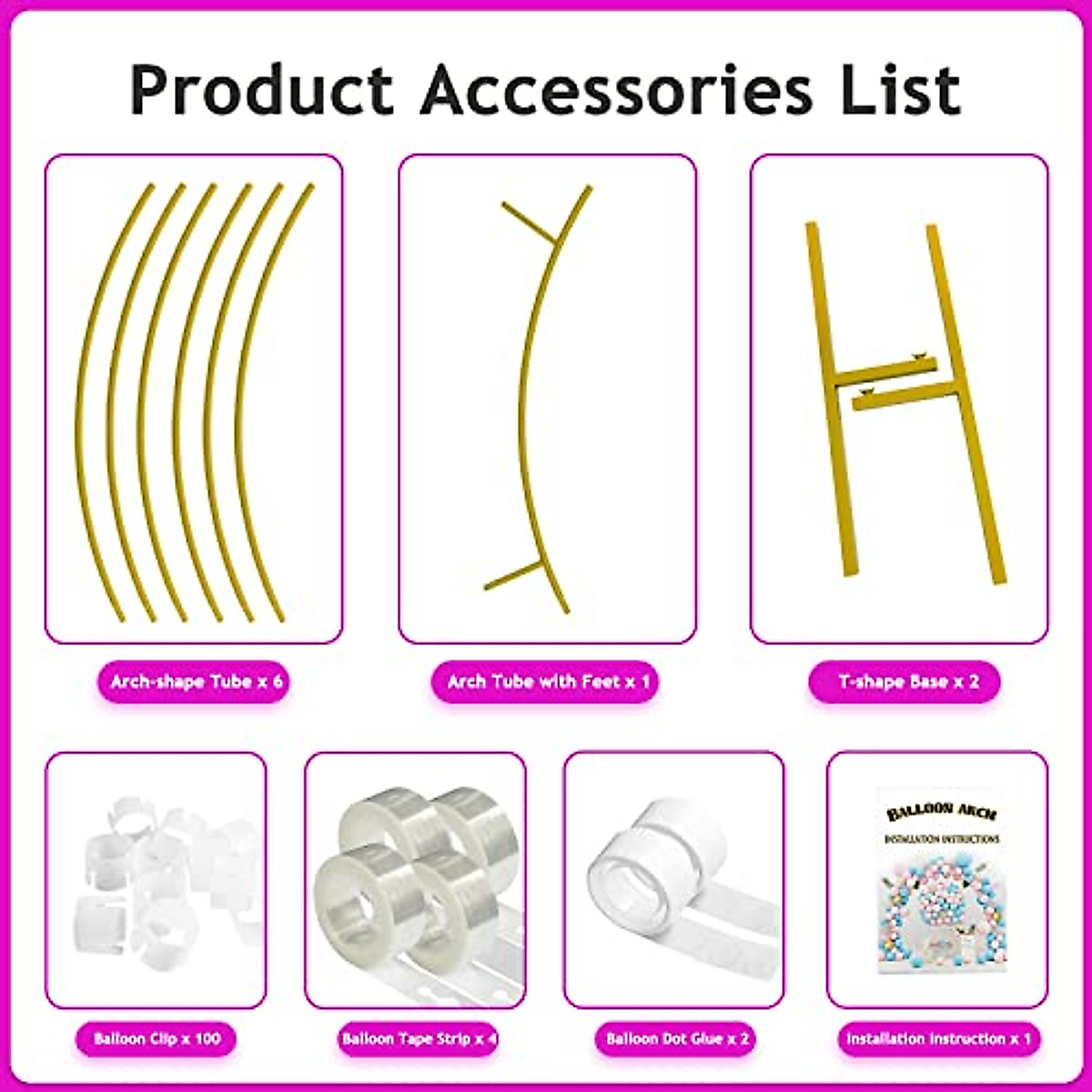 Fomcet 7.2FT Gold Round Backdrop Stand Metal Circle Wedding Balloon Arch Kit Frame for Wedding Ceremony Anniversary Birthday Party Graduation Photo Background Decoration Rust Resistant Stable Stands