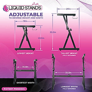 Liquid Stands Piano Keyboard Stand - Z Style Adjustable and Portable Heavy Duty Music Stand for Kids and Adults -Fits 54-88 Key Electric Pianos - Sturdy Musical Keyboard Stand (Black)