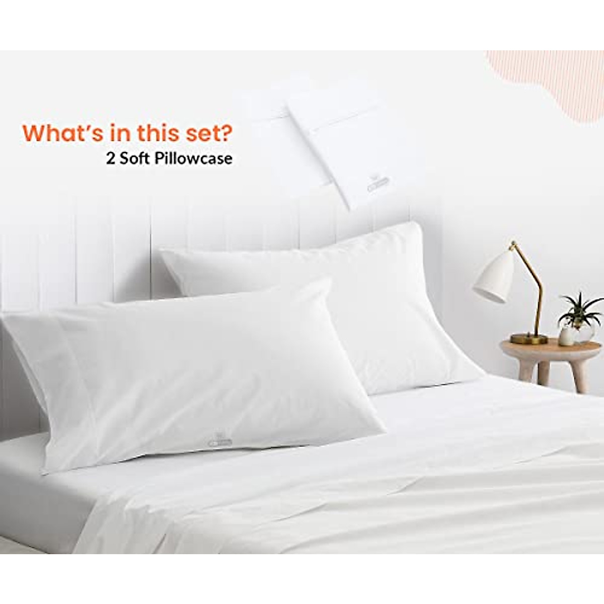 SGI King Size Pillow Case Egyptian Cotton Luxury Soft 1000 Thread Count Pillow Cover White Solid Sateen Weave for Soft & Silky Feel Long Staple Cotton Set of 2