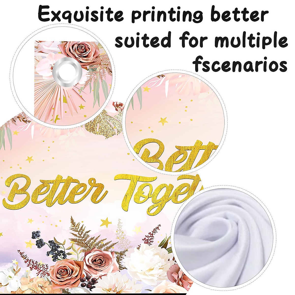 Dill-Dall Better Together Backdrop, Bridal Shower Party Decorations Banner Floral Pampas Grass She Said Yes Just Engaged Engagement Photography Background Supplies, 6x4ft