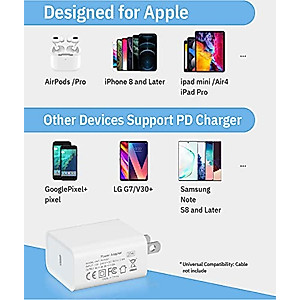 Fast Charger iPhone, 20W USB C Wall Charger with MFi Certified 6 FT Charger Cable Type C Charger Adapter Compatible with iPhone 14/14 Mini/14 Pro Max/13/13 Mini/13 Pro Max/11 Pro Max/XS Max/XS/XR/X
