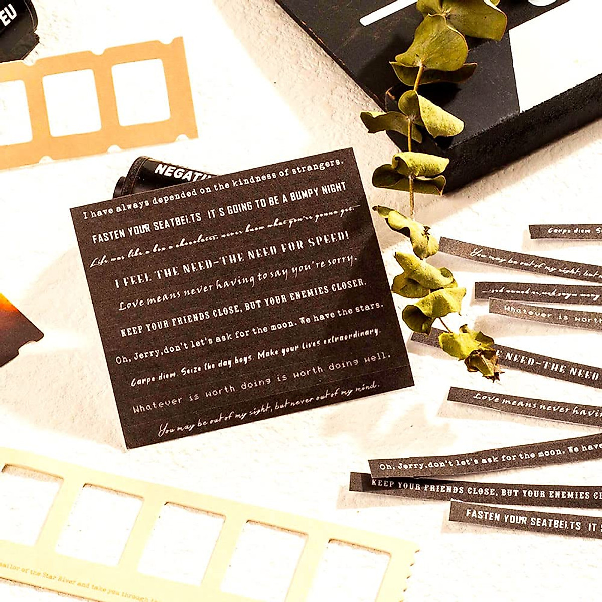 Vilikya 94pcs Movie Film Stickers for Scrapbook Kit, Film Strip Photo Frame for Scrapbooking Supplies, Quote Stickers for Journaling Decorative Bullet Journal Planner DIY Craft