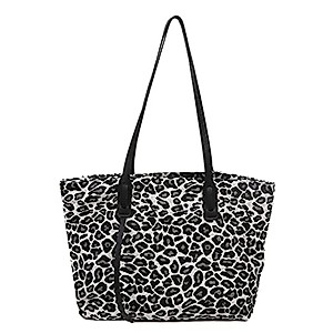 Leopard Shoulder Bag Soft Large Tote Purse Handbag Hobos Satchel for Women (White)
