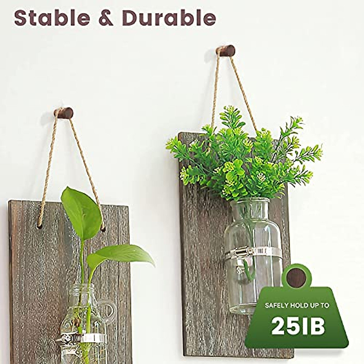 HEIOE Wood Wall Hooks - 4 Pack Natural Wooden Hooks Decorative - Rustic Coat Hook Wall Mounted - Minimalist Hat Rack - Handmade Wall Hooks for Hanging Coats (Black Walnut),Dark Brown