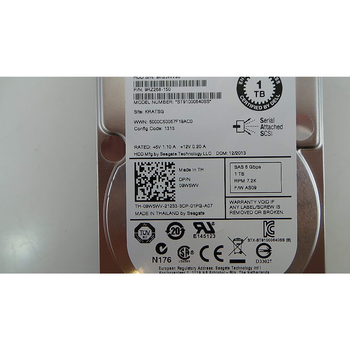 9W5WV DELL New Dell/SEAGATE 1TB Constellation 2.5 6Gb/s 7200 RPM SAS Tray (Renewed)