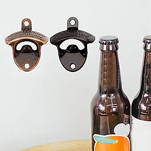 AYRXG 2 Pcs Wall Mounted Bottle Opener Vintage Beer Bottle Opener Suitable for Bars KTV Hotels Homes(Red bronze，Black)