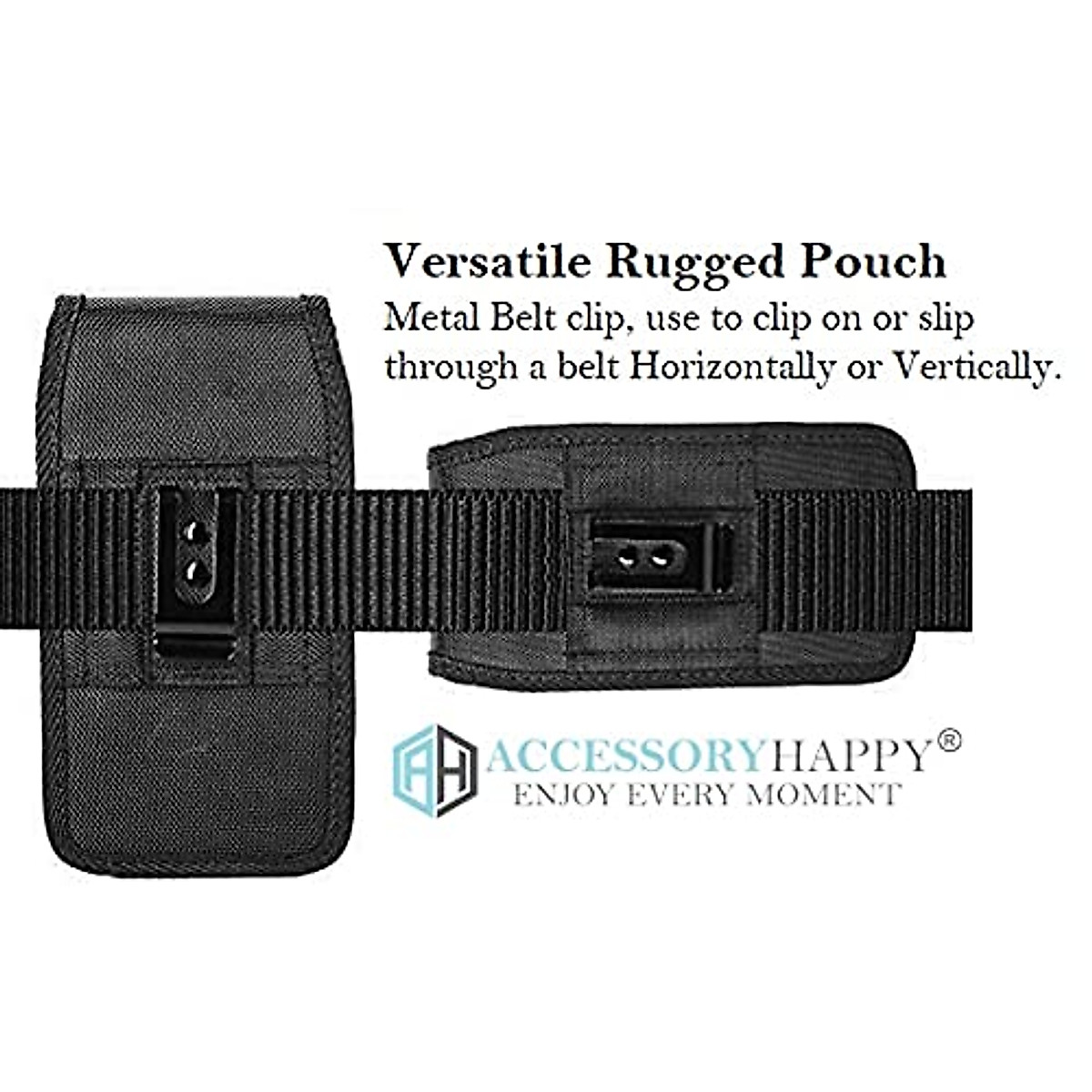 AH Military Grade Cell Phone Pouch Clip Holster Holder w/Belt Loop for iPhone 8 Plus 13 Pro Max 15 Plus, S24 Ultra Nylon Canvas Construction Cell Phone Holsters Fits Cell Phone w/Otterbox (Large)