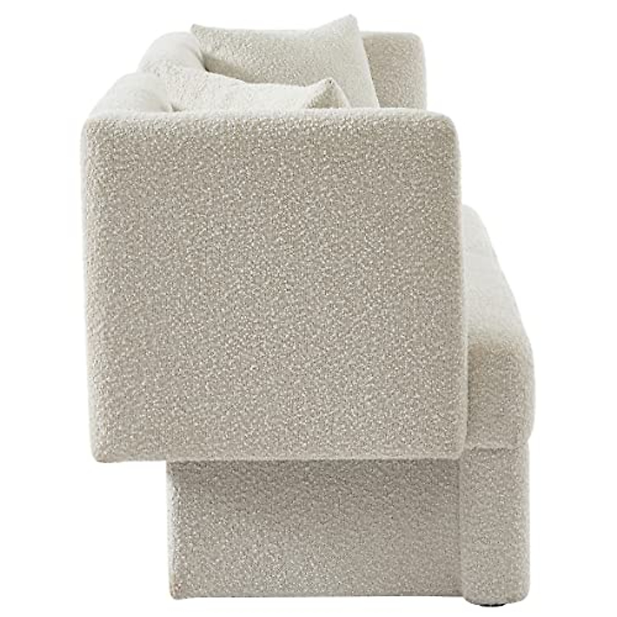 Meridian Furniture 616Cream-L Marcel Collection Modern | Contemporary Loveseat with Rich Cream Boucle Fabric, Curved Back, 68" W x 28" D x 32" H, Cream