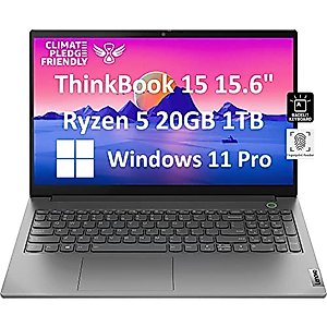 Lenovo ThinkBook 15 Gen 3 15.6" FHD (20GB DDR4 RAM, 1TB PCIe SSD, AMD 6-Core Ryzen 5 5500U (Beat i7-1165G7), Anti-Glare, Webcam) Business Laptop, Backlit Keyboard, Fingerprint, Type-C, Win 11 Pro