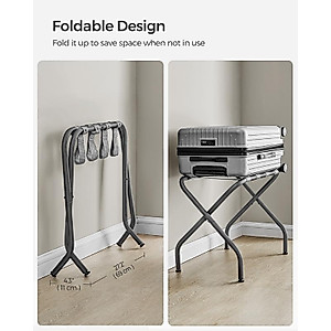 SONGMICS Luggage Rack for Guest Room, Suitcase Stand, Foldable Steel Frame, for Hotel, Bedroom, Holds up to 110 lb, 27.2 x 15 x 20.5 Inches, Slate Gray URLR001G01