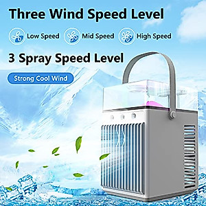 2023 New SXhyf Portable Air Conditioner, Evaporative Air Cooler Pro 3 in 1, Rechargeable Portable AC with 3 Wind Speed & Night Light, Portable Air Cooler, Desk Fan for Home Room Desktop Camping