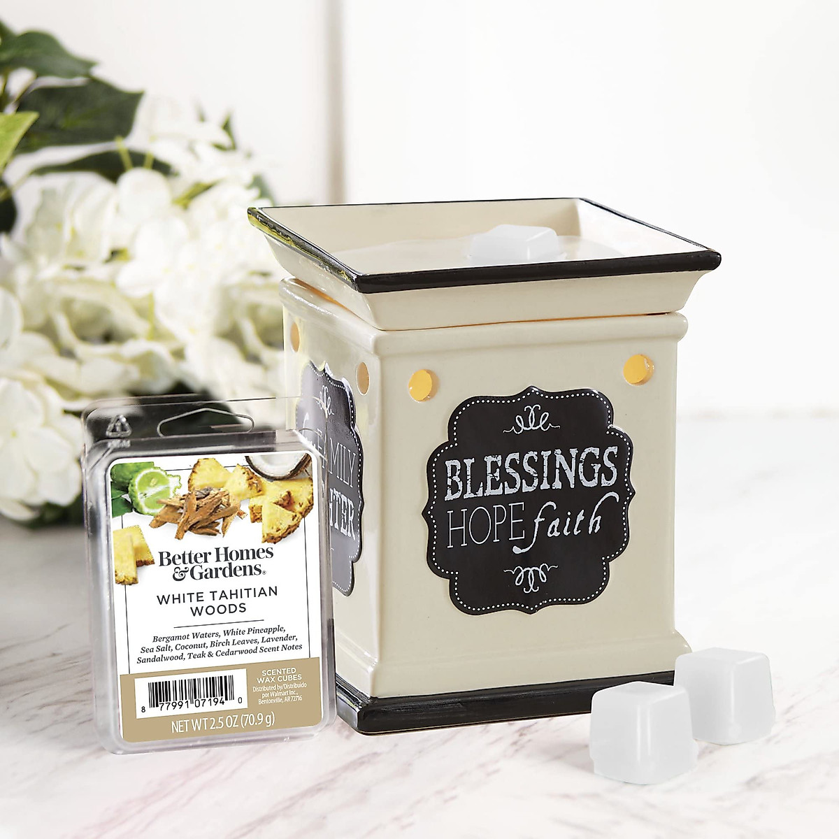 Better Homes and Gardens 2018 Limited Edition White Tahitian Woods Wax Cubes